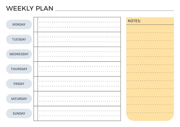 Minimalist Weekly Planner with Lined Weekday Sections | Jiffy Designs