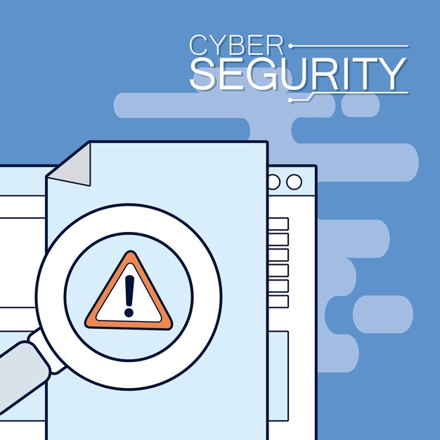 Cyber Security Alert Illustration with Warning Sign and Digital ...