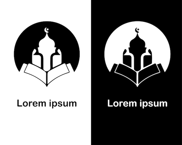 Elegant Islamic Book Motif with Crescent Moon and Domes | Jiffy Designs