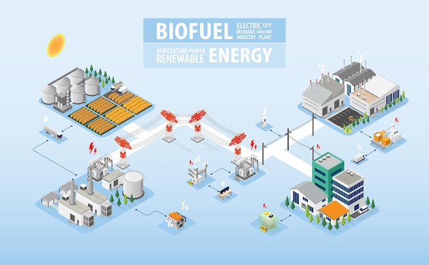Comprehensive Biofuel and Renewable Energy Ecosystem Illustration ...