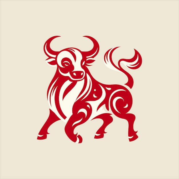 Fiery Red Bull: Powerful Mythical Creature Illustration | Jiffy Designs