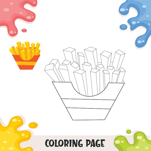 Colorful Fries: A Playful Doodle Coloring Page | Jiffy Designs