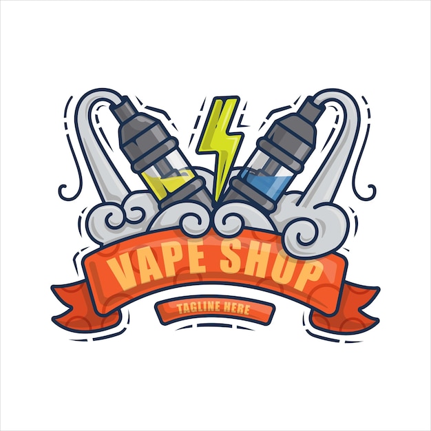 Vibrant Vape Shop Logo with Swirling Smoke and Lightning | Jiffy Designs