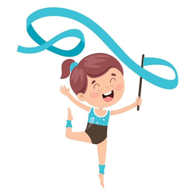 Joyful Gymnast Performing Ribbon Routine | Jiffy Designs