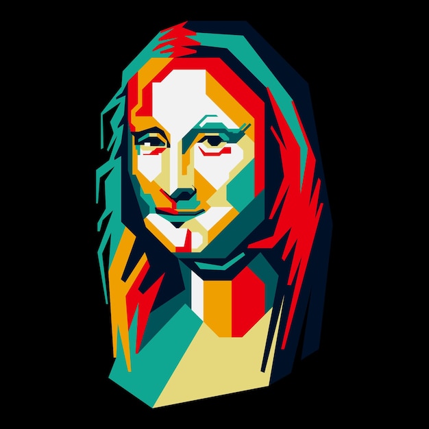Vibrant Geometric Portrait of Iconic Mona Lisa Painting | Jiffy Designs
