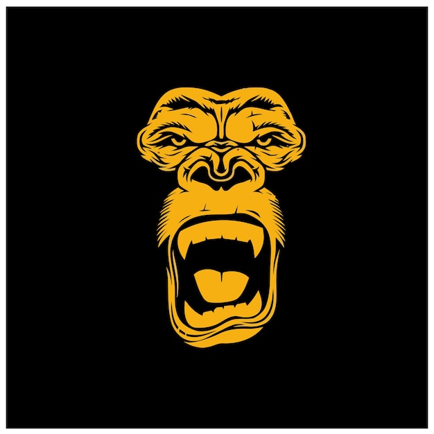 Fierce Gorilla Face in Bold, Striking Gold Illustration | Jiffy Designs