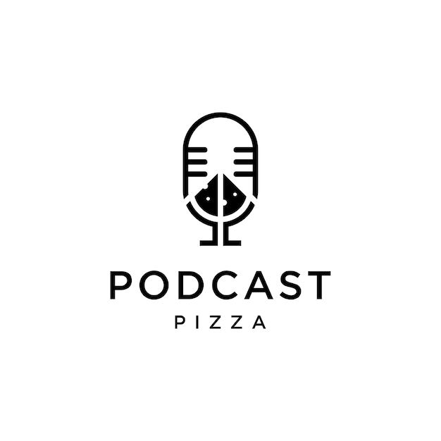 Minimalist Podcast Logo with Stylized Microphone and Pizza Slice ...
