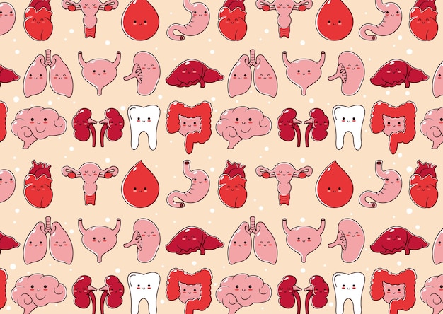 Adorable Anatomical Organs Seamless Pattern | Jiffy Designs