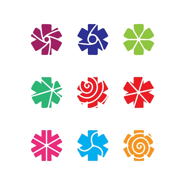 Vibrant Floral Symbols in Diverse Color Palette | Jiffy Designs