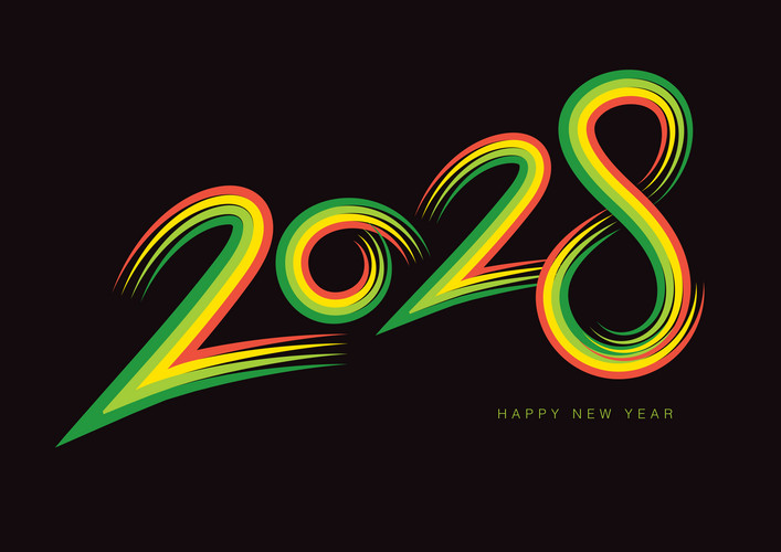 2028 Happy New Year Celebration, Typography Text 2028 Font, Text ...