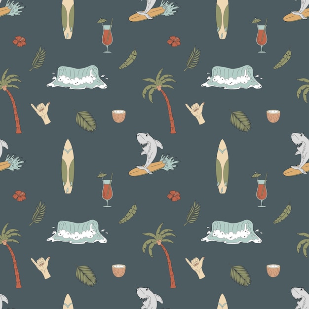 Tropical Cocktail Motif with Surfboards and Palms | Jiffy Designs