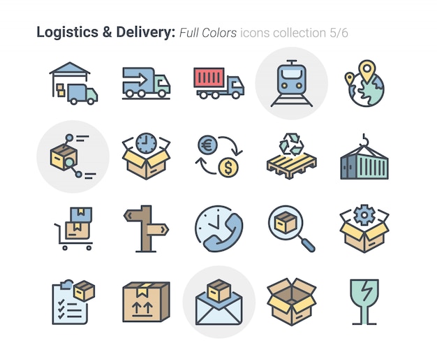 Diverse Logistics Icons Depicting Delivery, Shipping, and Transport ...