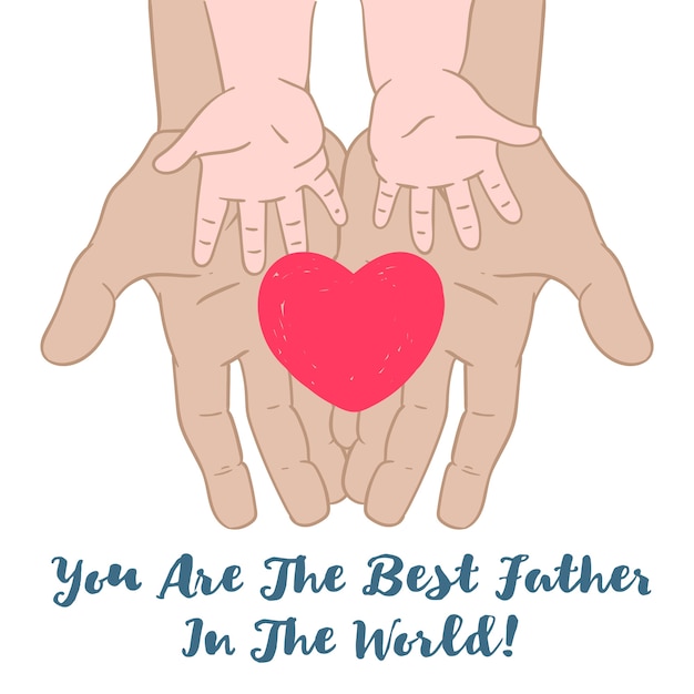 Hands Holding Heart with 'Best Father' Message Illustration | Jiffy Designs