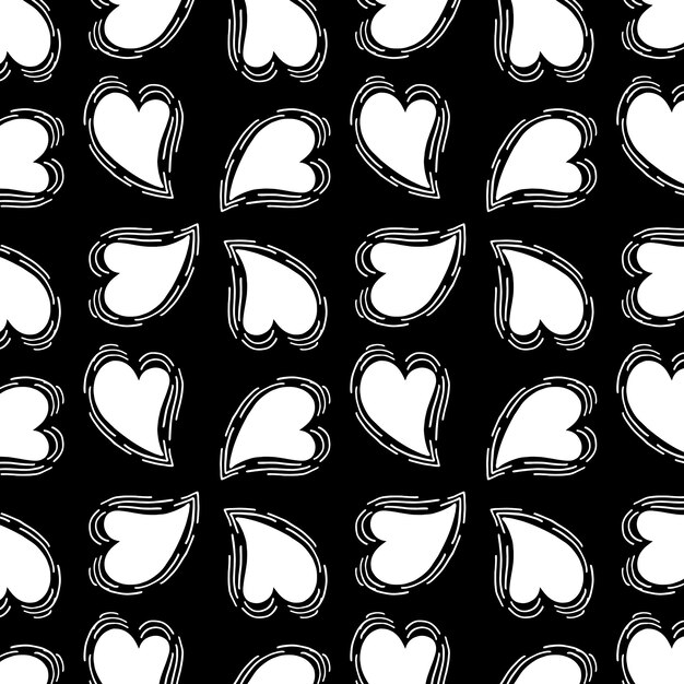 Monochrome Heart Pattern on Black Background | Jiffy Designs