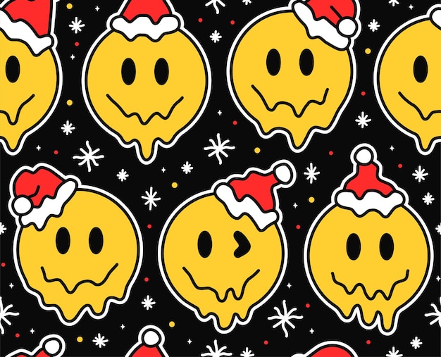 Festive Smiley Face Collection with Santa Hats and Snowflakes | Jiffy ...