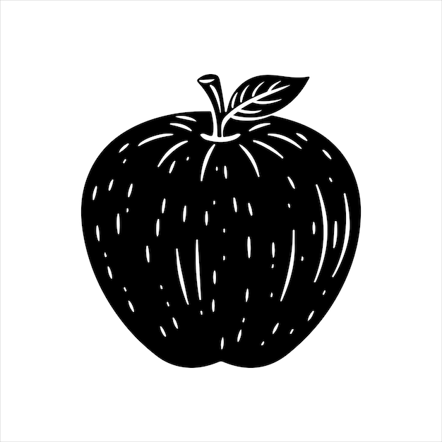 Striking Black and White Illustration of a Ripe Apple | Jiffy Designs