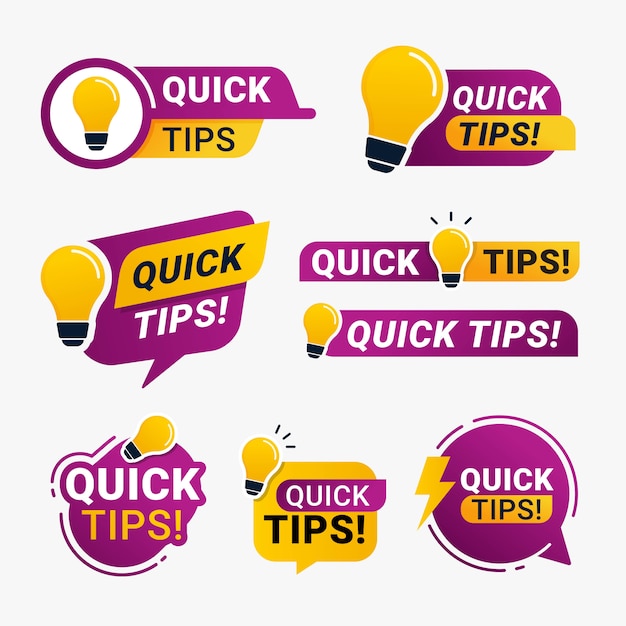 Vibrant Quick Tips Badges with Light Bulb Symbols | Jiffy Designs