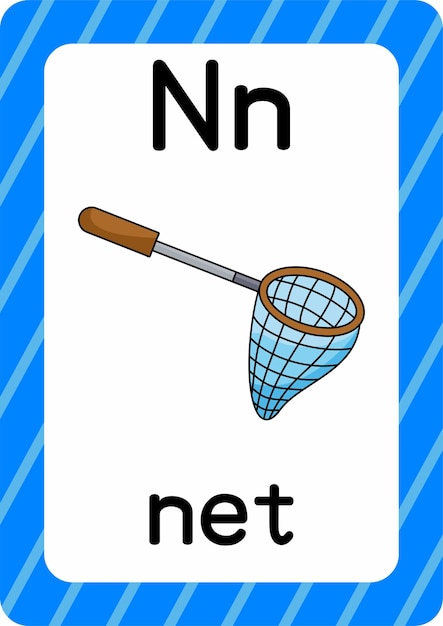 Vibrant Blue Flashcard with Fishing Net Illustration | Jiffy Designs