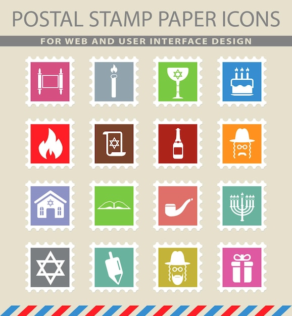 Diverse Postal Stamp-Inspired Icons for Versatile Design Applications ...