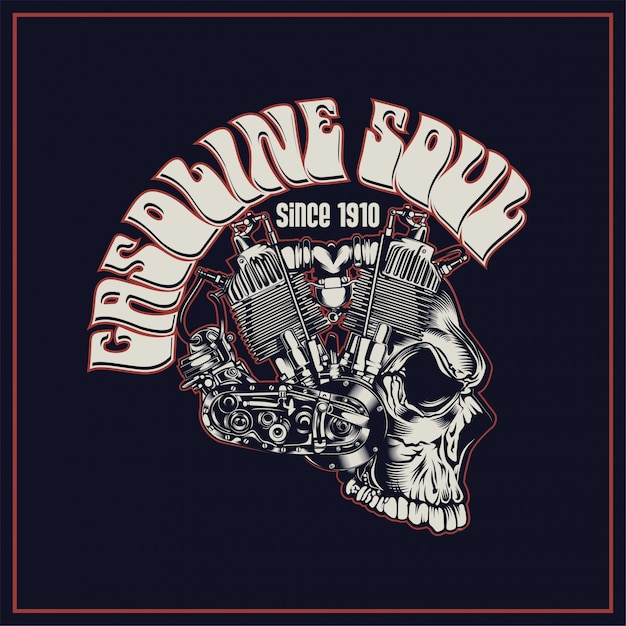 Vintage Motorcycle Skull Emblem with Retro Typography | Jiffy Designs