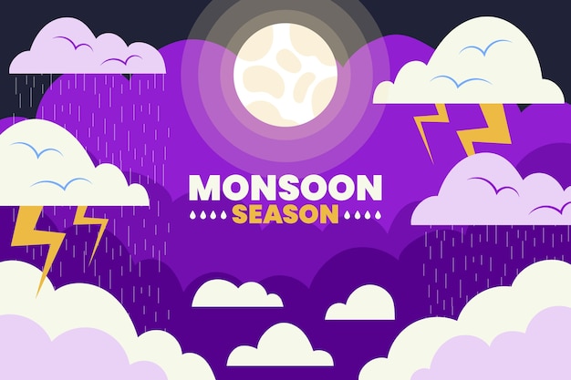 Vibrant Monsoon Landscape with Thunderstorms and Clouds | Jiffy Designs