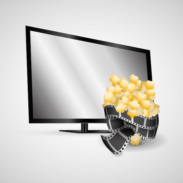 Popcorn and Film Strip in Front of TV Screen | Jiffy Designs
