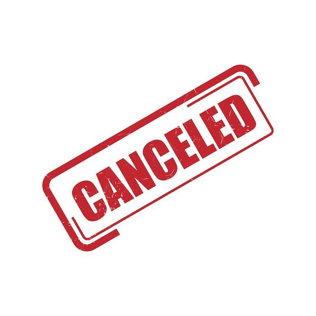 Vibrant Red 'Canceled' Stamp on White Background | Jiffy Designs