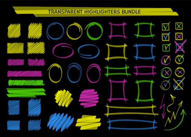 Vibrant Transparent Highlighter Shapes for Creative Designs | Jiffy Designs