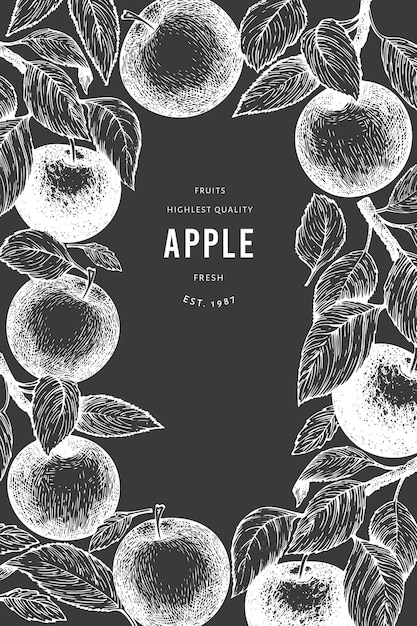 Elegant Orchard Apples: A Timeless Chalkboard Illustration | Jiffy Designs