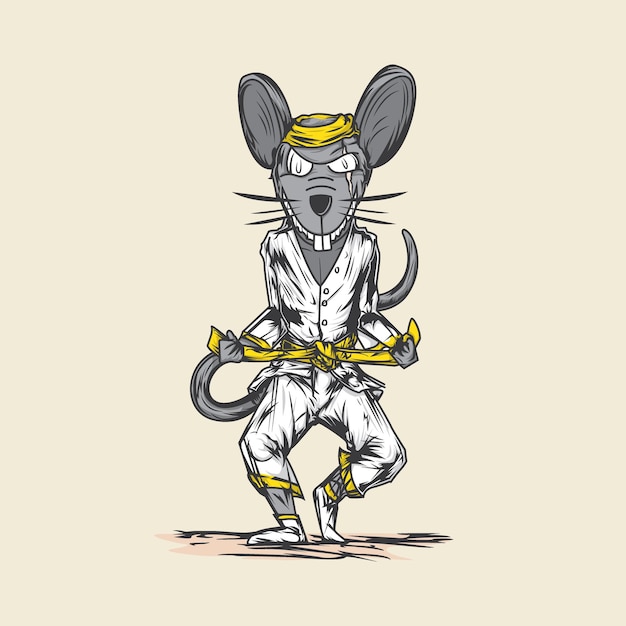 Playful Mouse Ninja in Striking Martial Arts Pose | Jiffy Designs