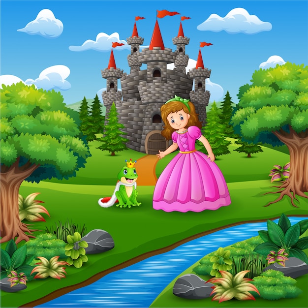 Princess and Castle in Enchanted Meadow Illustration | Jiffy Designs