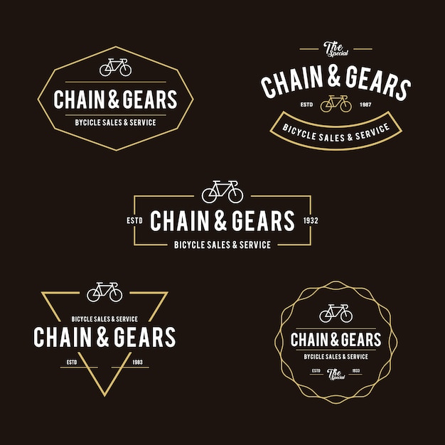 Vintage Bicycle Gear and Chain Logos Collection | Jiffy Designs
