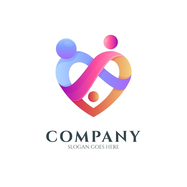 Vibrant Heart-Shaped Logo with Interconnected Shapes | Jiffy Designs