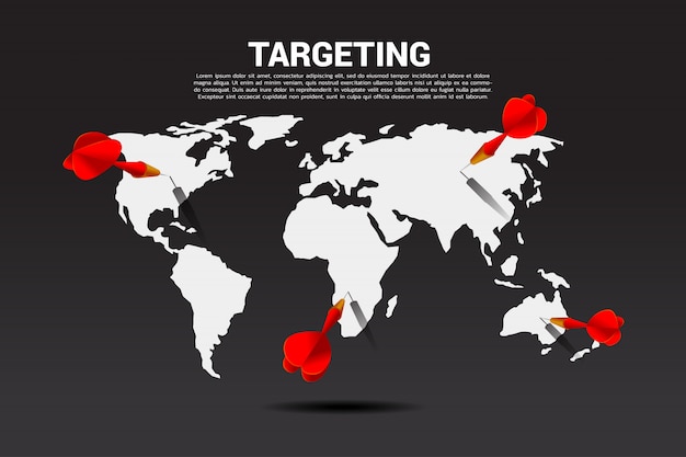 Global Targeting Strategy Map with Red Target Markers | Jiffy Designs