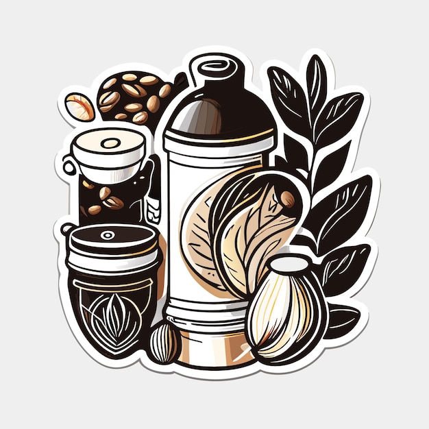 Vibrant Botanical Illustration with Coffee Accents | Jiffy Designs