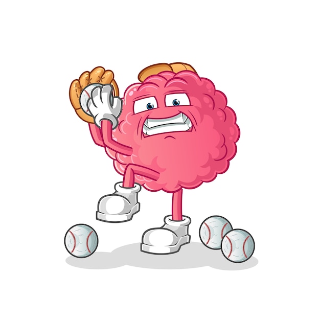 Playful Brain Character Catching Baseballs with Enthusiasm | Jiffy Designs