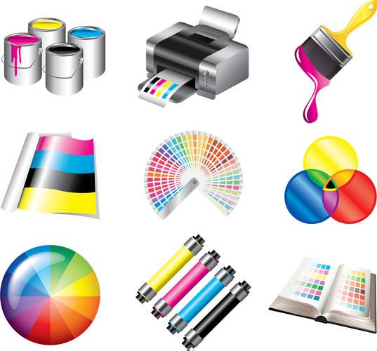 Printing And Cmyk Colors Icons Detailed Set | Jiffy Designs