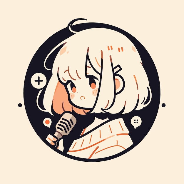 Playful Anime-Inspired Character in Vibrant Circular Design | Jiffy Designs