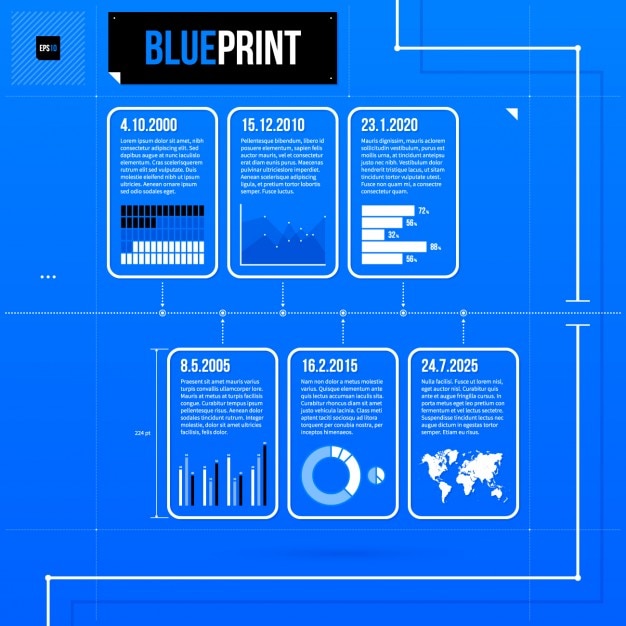 Blueprint Infographic Design with Data Visualization Elements | Jiffy ...