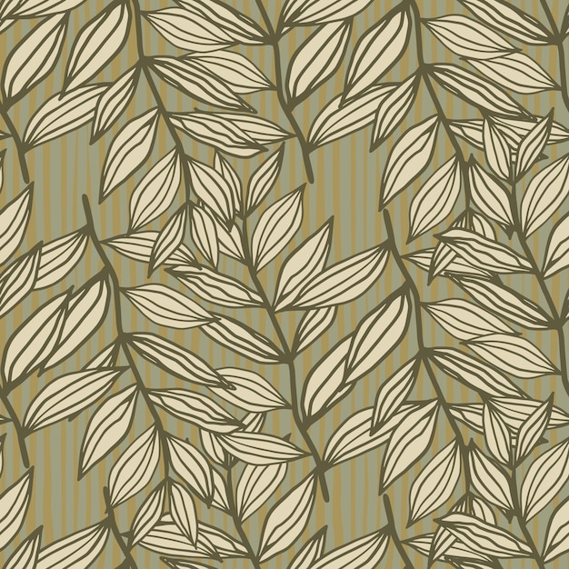Elegant Olive Green Leaf Pattern Textile Design | Jiffy Designs
