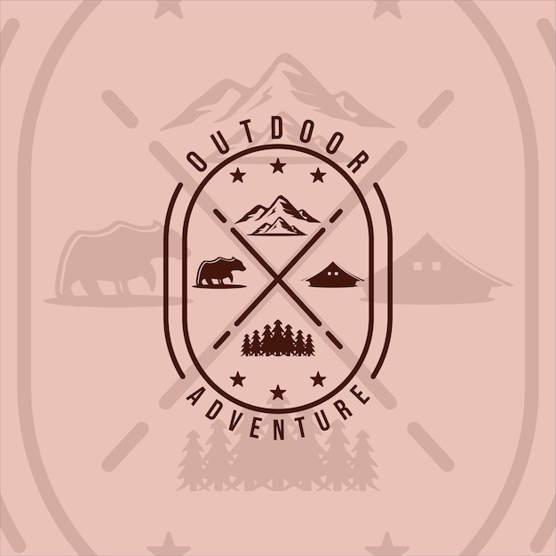 Iconic Outdoor Adventure Badge with Wilderness Symbols | Jiffy Designs