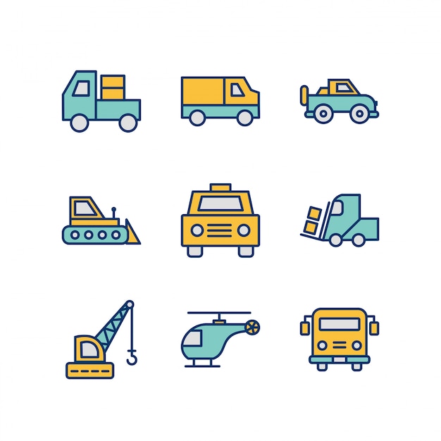 Vibrant Collection of Diverse Transportation Icons | Jiffy Designs