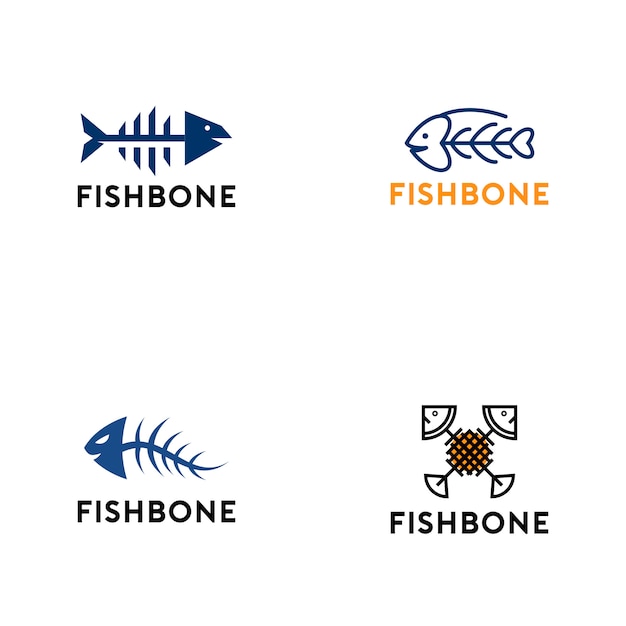Diverse Fishbone Emblem Collection with Vibrant Color Palette | Jiffy ...