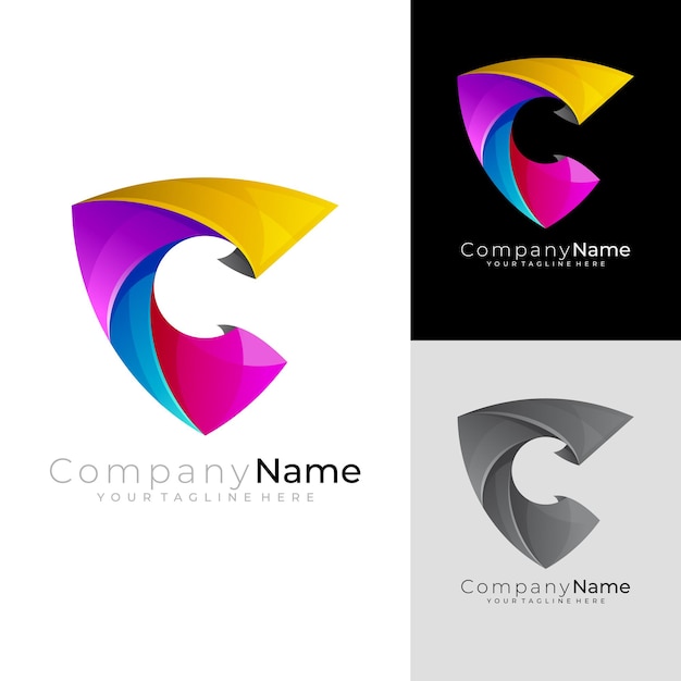 Vibrant Geometric Letter C Logo with Swooping Shapes | Jiffy Designs