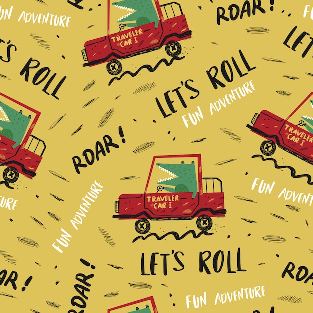Vibrant Retro Truck Adventure Pattern | Jiffy Designs