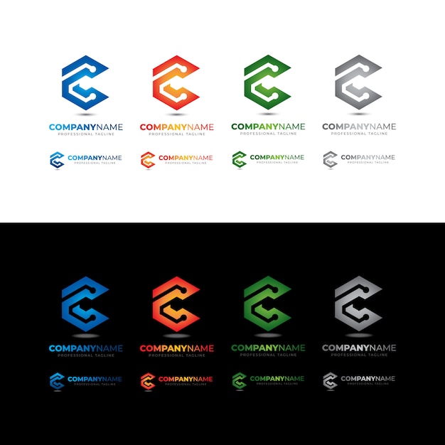 Vibrant Geometric Logos with Overlapping Letter C Shapes | Jiffy Designs