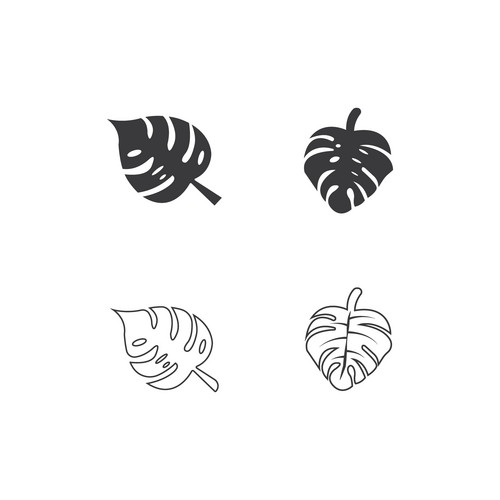 Monstera Leaf Icon Vector Design Template | Jiffy Designs