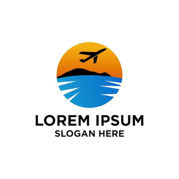 Soaring Plane over Tranquil Ocean Sunset Logo | Jiffy Designs