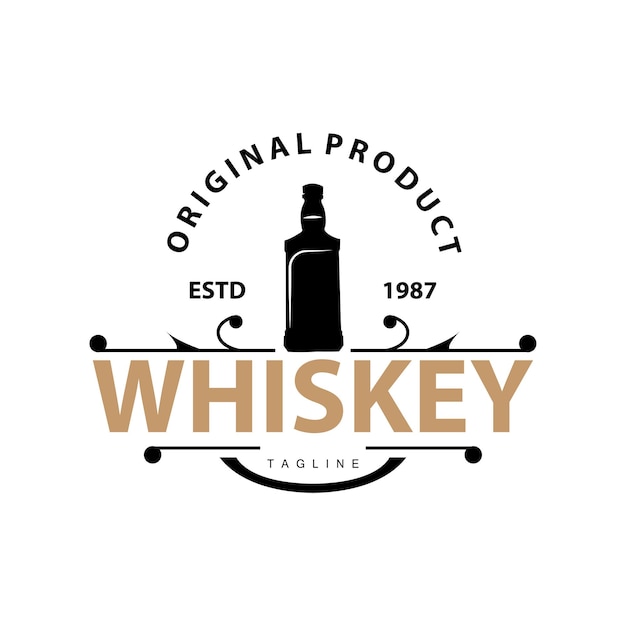 Vintage Whiskey Logo with Bottle and Emblem Design | Jiffy Designs