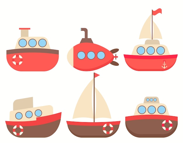 Vibrant Collection of Whimsical Nautical Vessels and Watercraft | Jiffy ...